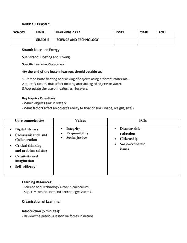 Grade 5 Science and Technology Lesson Plans Term 3 - Rationalized - 16874