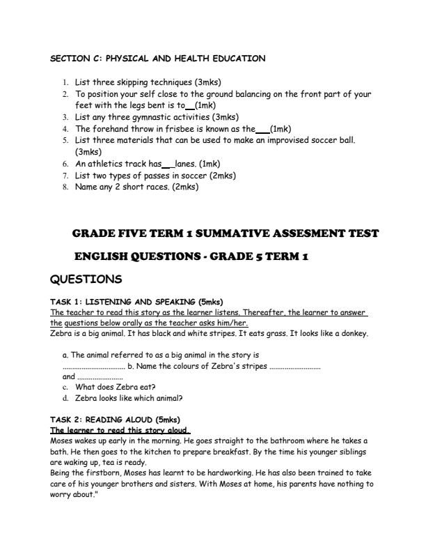 Grade 5 Summative Assessment Test For Term 1 14031 Grade 5 Summative Assessment Test For Term 1 14031
