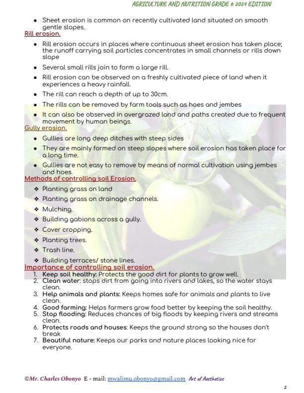 Grade 6 Agriculture and Nutrition CBC Notes - 11241
