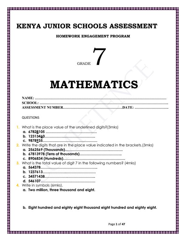 Grade 7 April 2024 Holiday Assignments - 15872