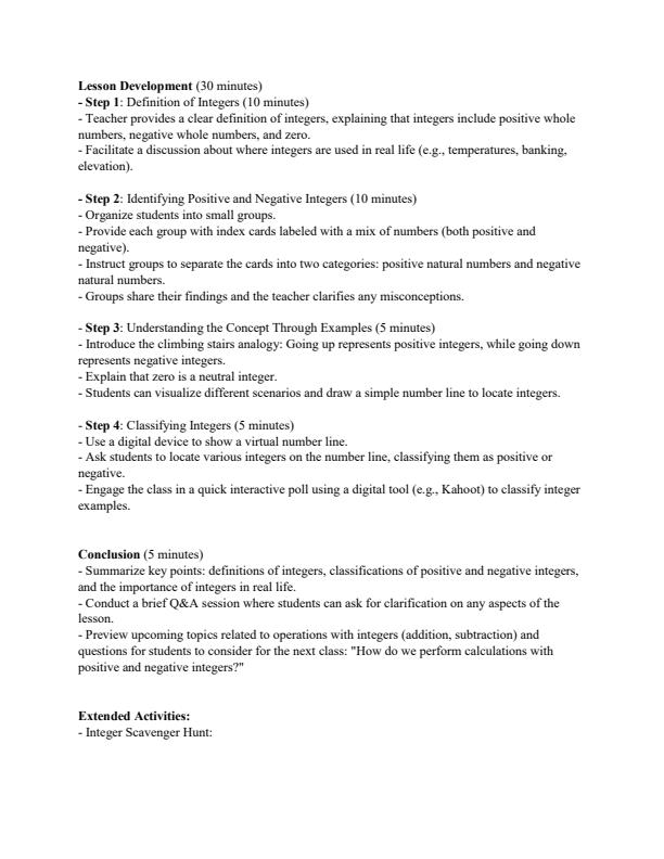 Grade 8 Mathematics Lesson Plans on Numbers - 17228