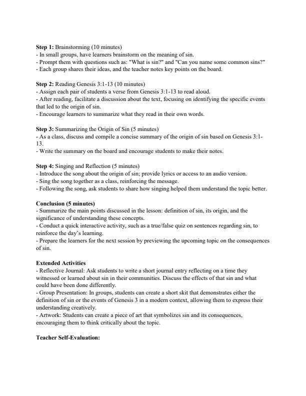 Grade 8 Rationalized CRE Lesson Plans Term 1 - 17198