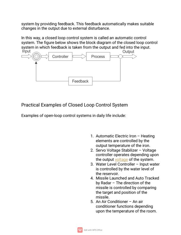 Open Loop and Closed Loop Control Systems Notes - 10091