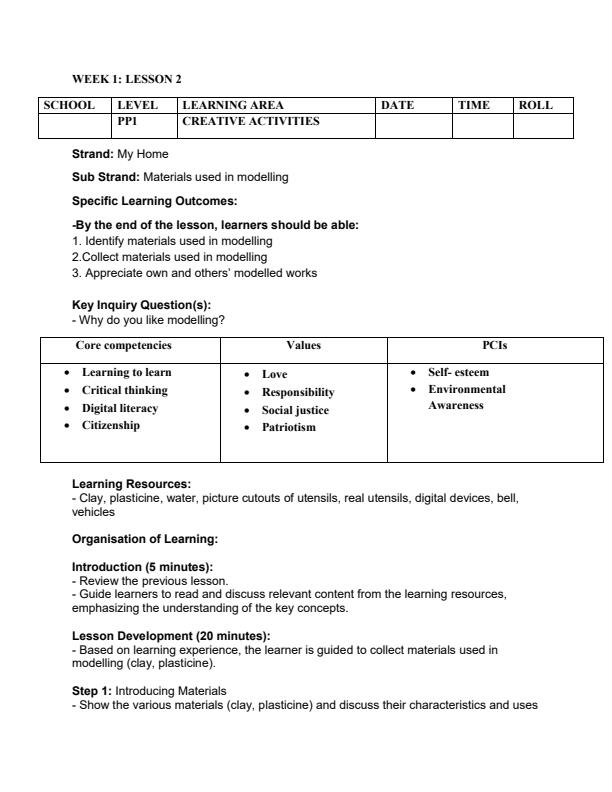 PP1 Creative Activities Lesson Plans Term 2 - Rationalized - 16625