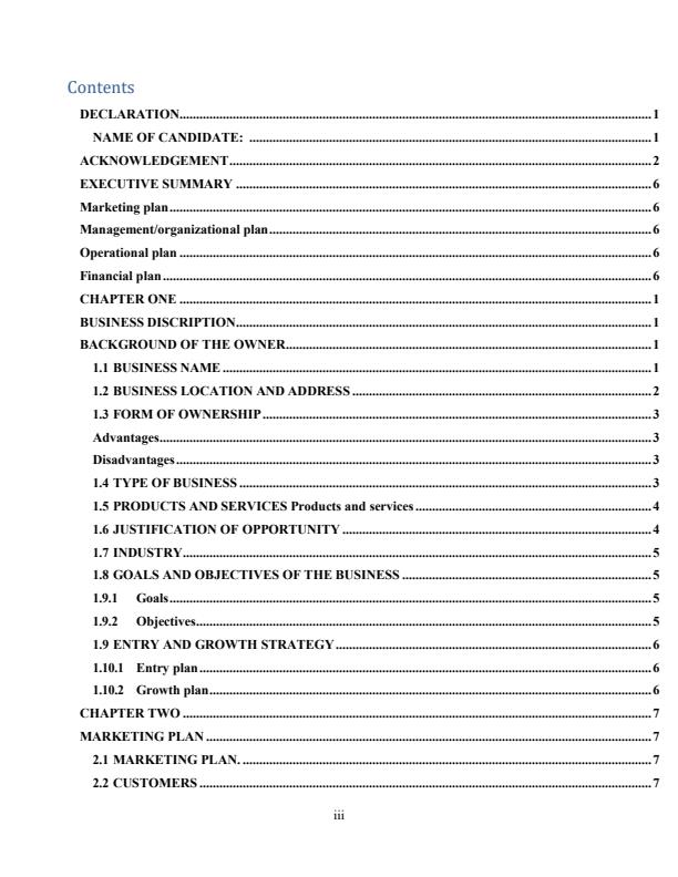Sample Business Plan for Fashion and Design