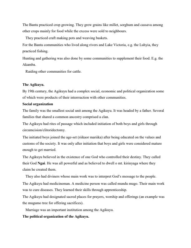 Socio-Economic and Political Organization of Kenyan Communities in the ...