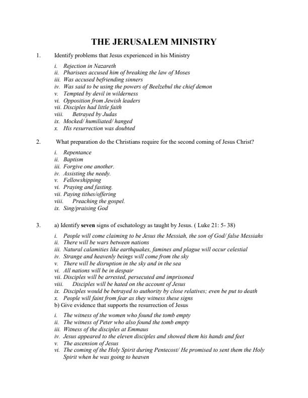 The Jerusalem Ministry Topical Questions And Answers Form 2 Cre 16222
