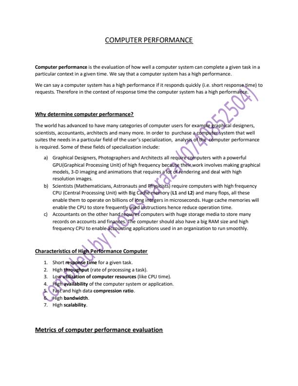 INF 120: Computer Organization Notes on Computer Performance - 1471
