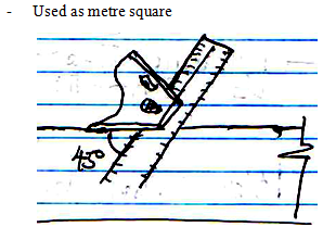 Name and illustrate four uses of a combination square as a bench tool.