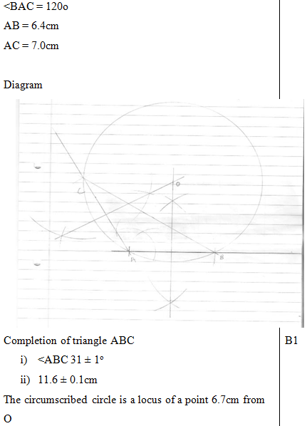 a)Using a ruler and a pair of compass only construct triangle ABC in which angle BAC = 120 o AB ...