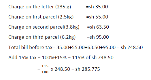 The table below shows postal charges for sending registered letters and ...